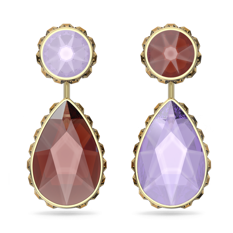 Orbita drop earrings Asymmetrical design Drop cut Multicolored Gold tone plated