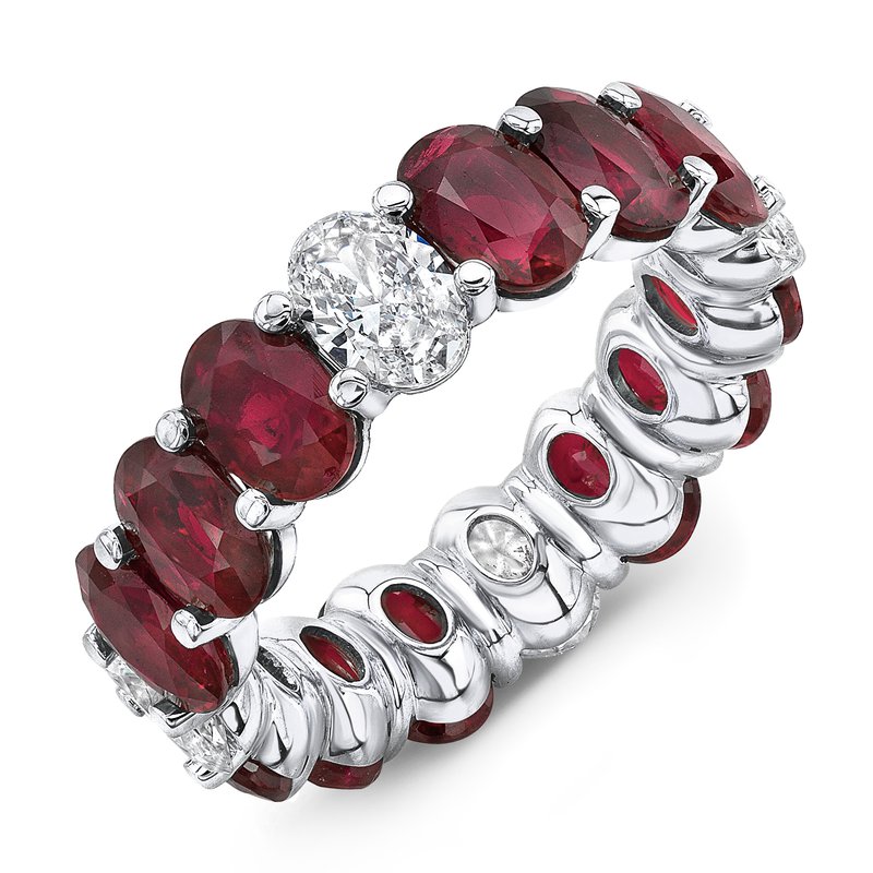 Uneek Eternity Collection 1-Row Oval Shaped Ruby Anniversary Ring ...
