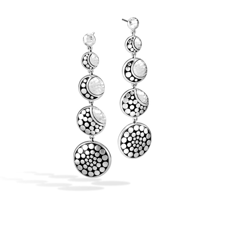 JOHN HARDY WOMEN s Dot Moon Phase Hammered Silver Drop Earrings EB39059 Gold Casters Diamonds Fine Jewelry