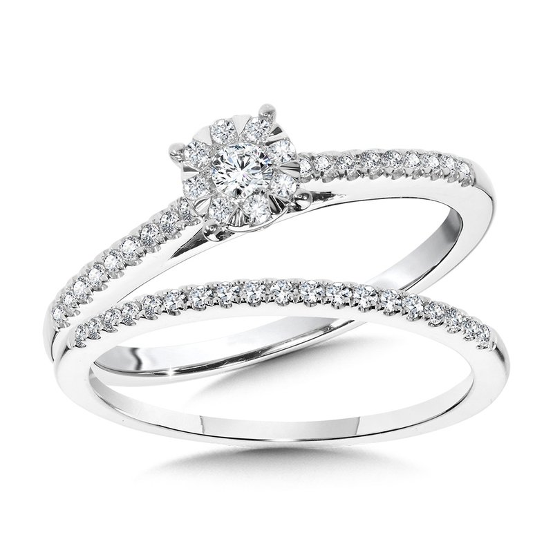 SDC Creations Round Cluster Diamond Mirage Engagement Ring (1/4 ctw ...