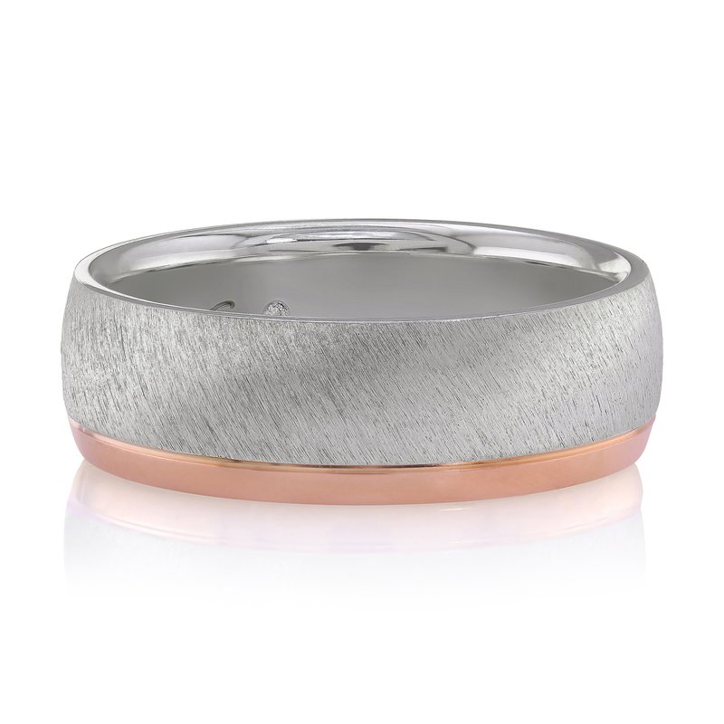 A.JAFFE Two-Tone Scratched Matte Finish Platinum Men’s Wedding Band ...