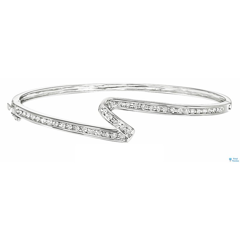Shefi Diamonds 14K White Gold Channel Set with Center Swirl Bangle ...
