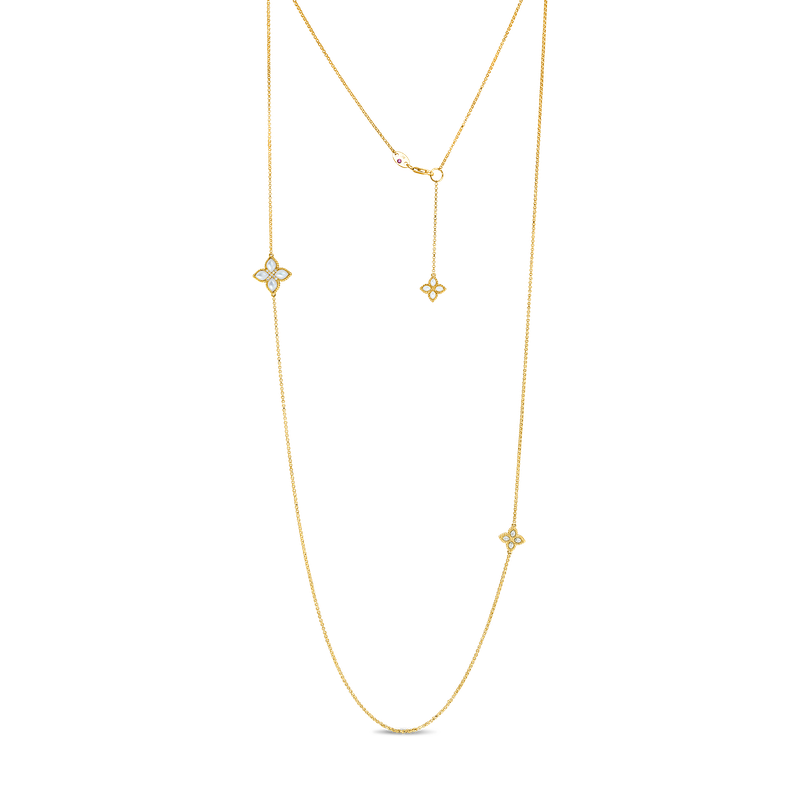 Roberto Coin 18kt two station mother-of-pearl & diamond necklace - 18k ...