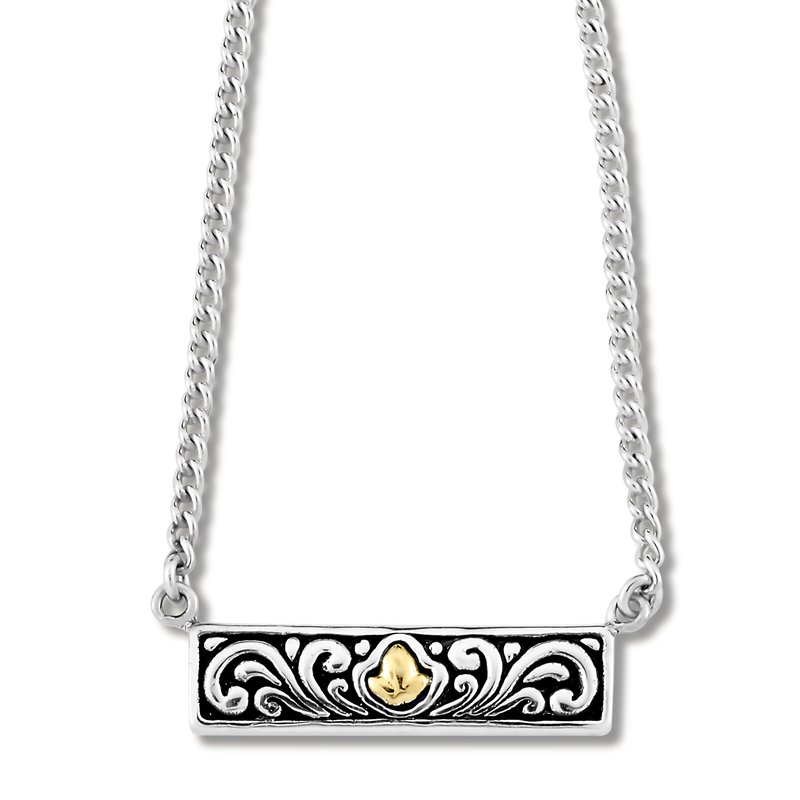 Samuel B STERLING SILVER/18K BAR NECKLACE WITH BALI DESIGN 61846N.SLGO ...