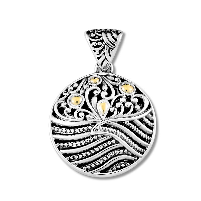 Samuel B STERLING SILVER/18K ROUND BALINESE DESIGN PENDANT 60091P.SLGO ...
