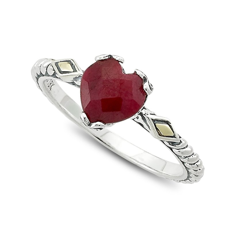 Samuel B STERLING SILVER/18K HEART BIRTHSTONE RING WITH RUBY 63328R.R ...
