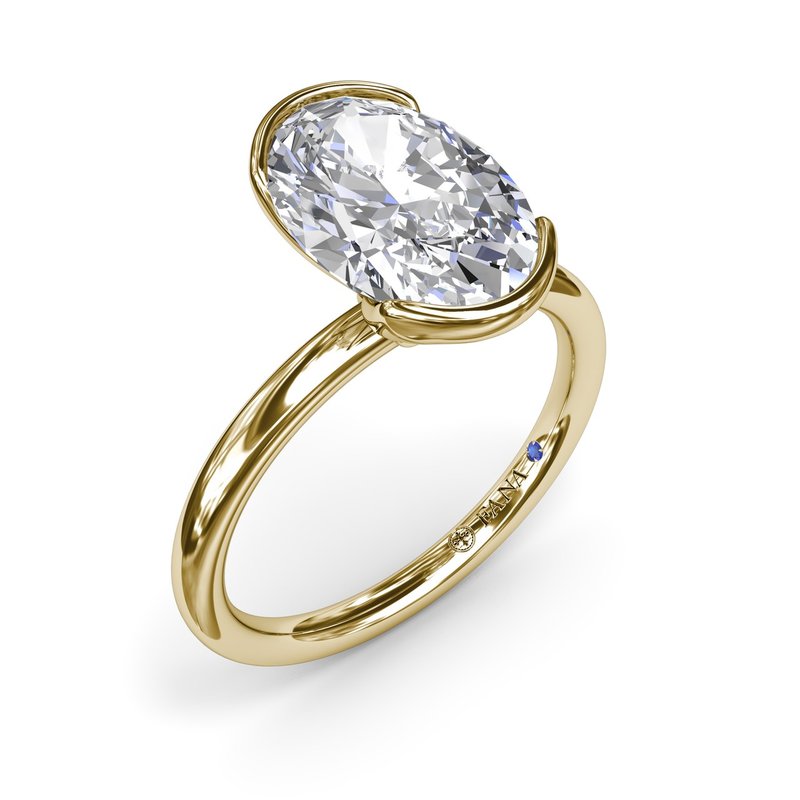 Half Bezel Oval Diamond Engagement Ring S4361 - Fana