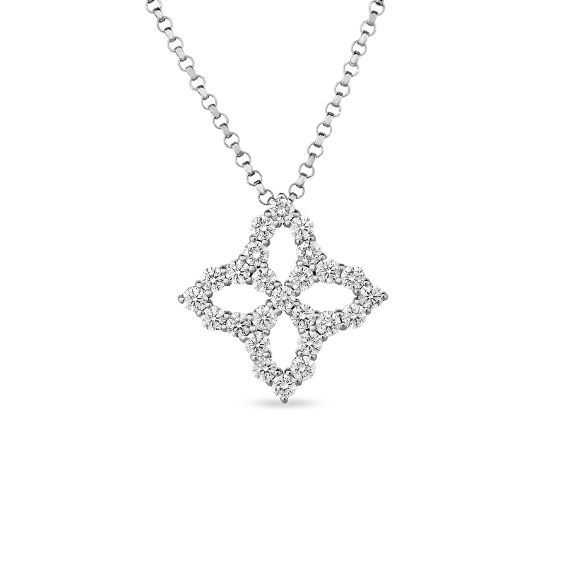 Roberto Coin Diamond Princess Outline Medium Flower Necklace VENETIAN ...