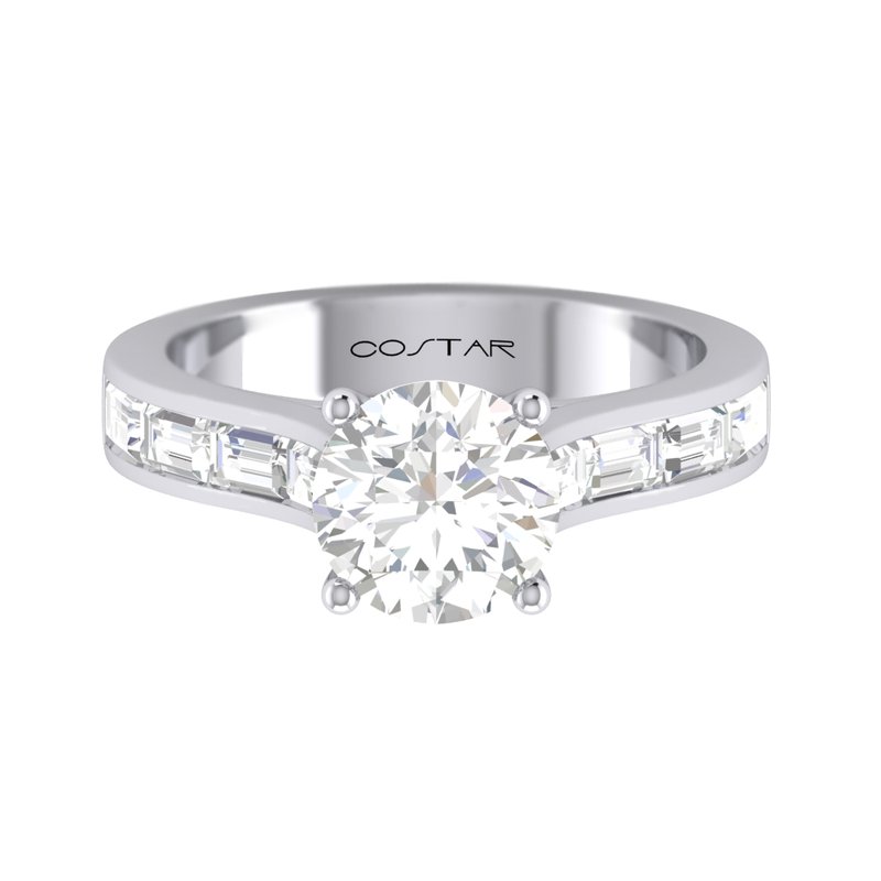 Channel Set Baguette Diamond Engagement Ring R15451 - Costar