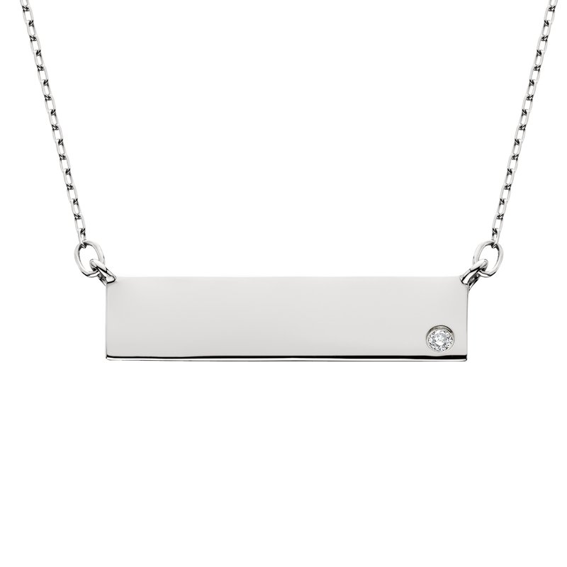 SS Diamond Trapeze Necklace ASPSSA1614D - Berco Jewelry