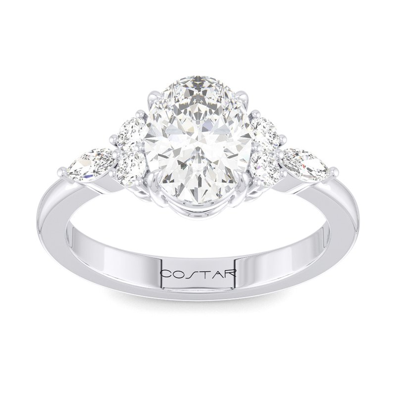 Oval Cut Center With Round & Marquise Accent Stone Engagement Ring ...
