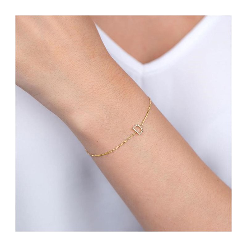 Crocker s Collection Block K Initial Diamond Chain Bracelet 705A0CFTSYG K Crocker s Jewelers