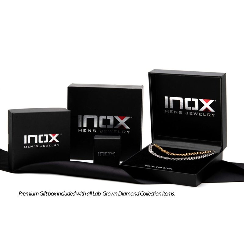 INOX Jewelry 18Kt Gold IP Steel CNC Set Lab-Grown Diamond Layered Cross ...