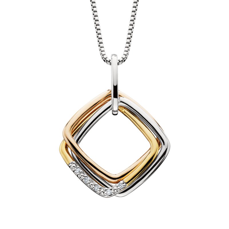 SS Tri-Color Diamond Pendant ASPSSA1604D - Berco Jewelry