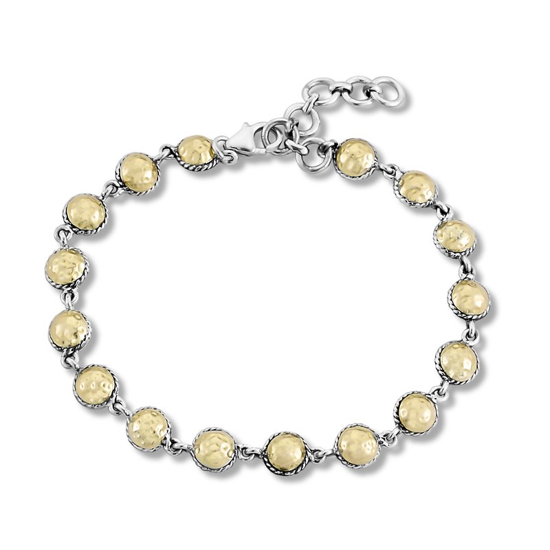 Samuel B STERLING SILVER/18K ROUND HAMMERED GOLD STATION BRACELET ...