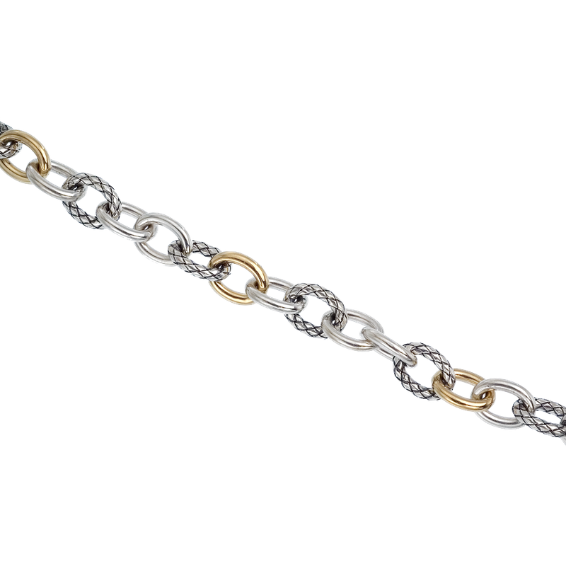 Yellow Gold & Sterling Shiny & Traversa Oval Link Bracelet VHB 453 - Alisa Yellow Gold & Sterling Shiny & Traversa Oval Link Bracelet VHB 453 - Alisa