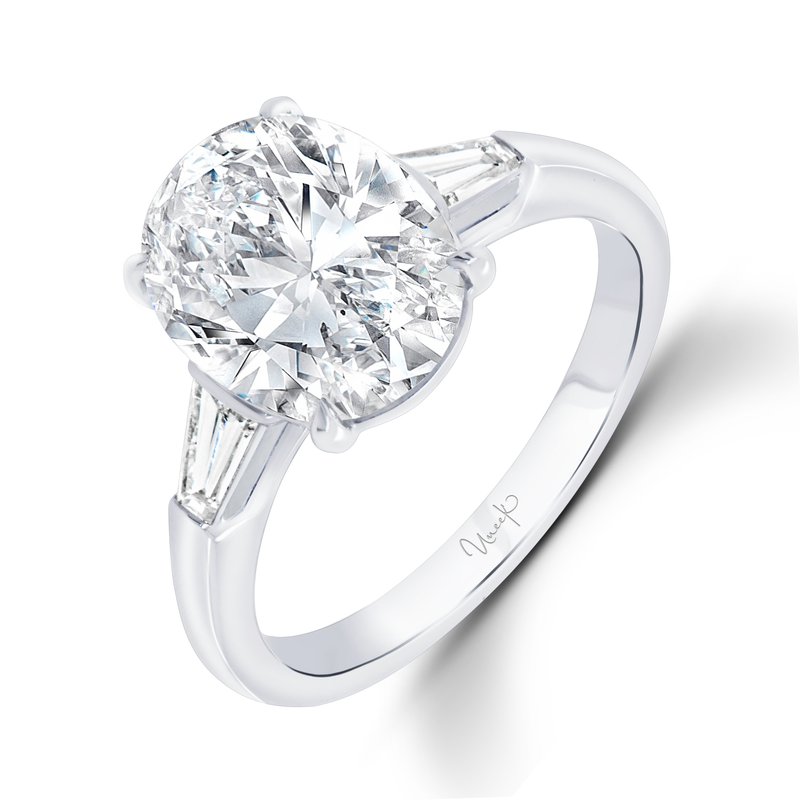 Uneek Timeless Collection Three-Stone Oval Shaped Engagement Ring ...