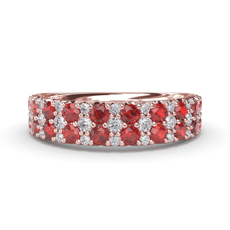 Fana Pave Ruby and Diamond Wedding Band W6654R - Diamond District