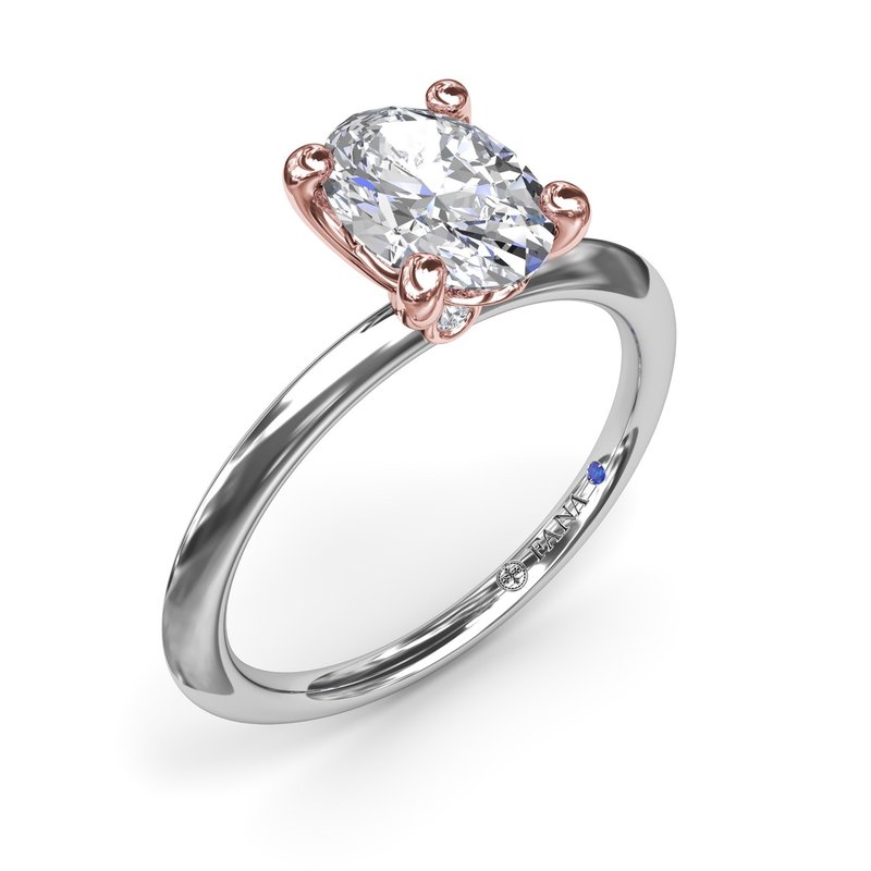 Two-Toned Solitaire Knife-Edge Diamond Engagement Ring S4348 - Fana