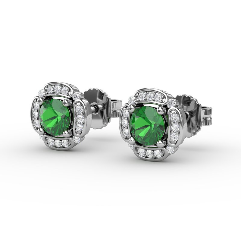 Vintage Channel Setting Stud Earrings ER1570E - Fana