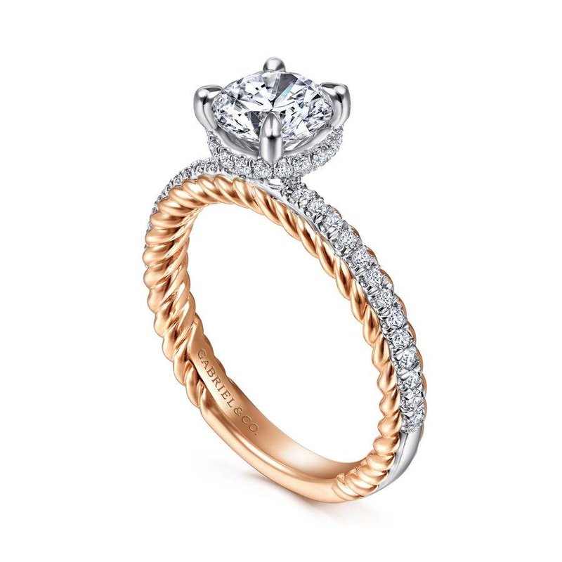 Gabriel Bridal 14K White-Rose Gold Round Diamond Engagement Ring ...
