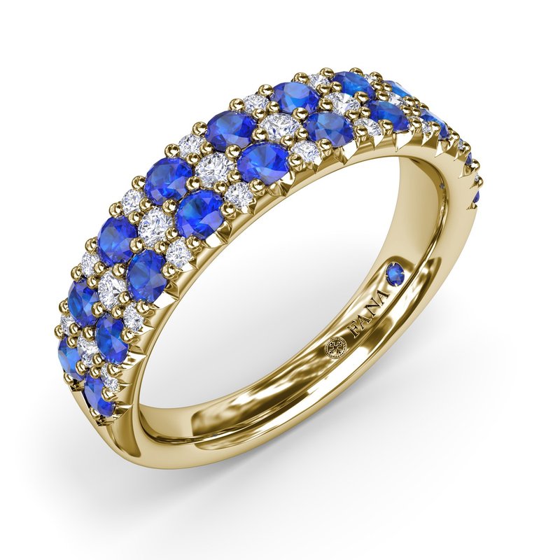 Pave Sapphire and Diamond Anniversary Band W6654S - Fana