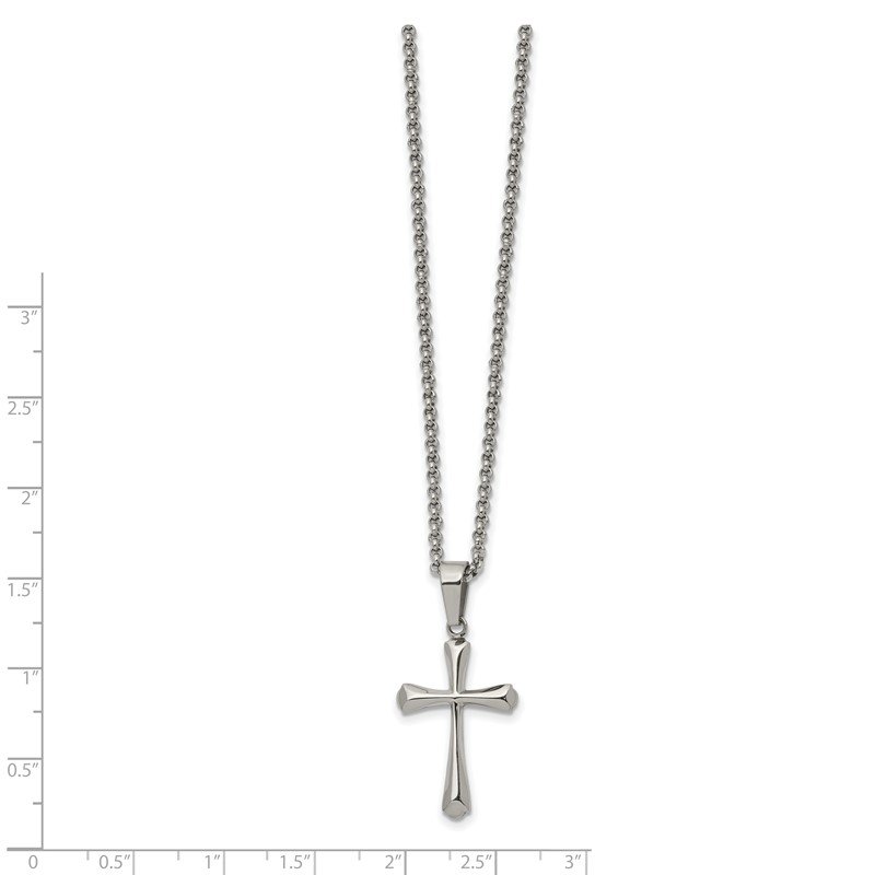 Chisel Chisel Stainless Steel Polished Cross Pendant on a 22 inch Rolo Chain Necklace SRN2754 22 Wendel s Diamond Jewelers