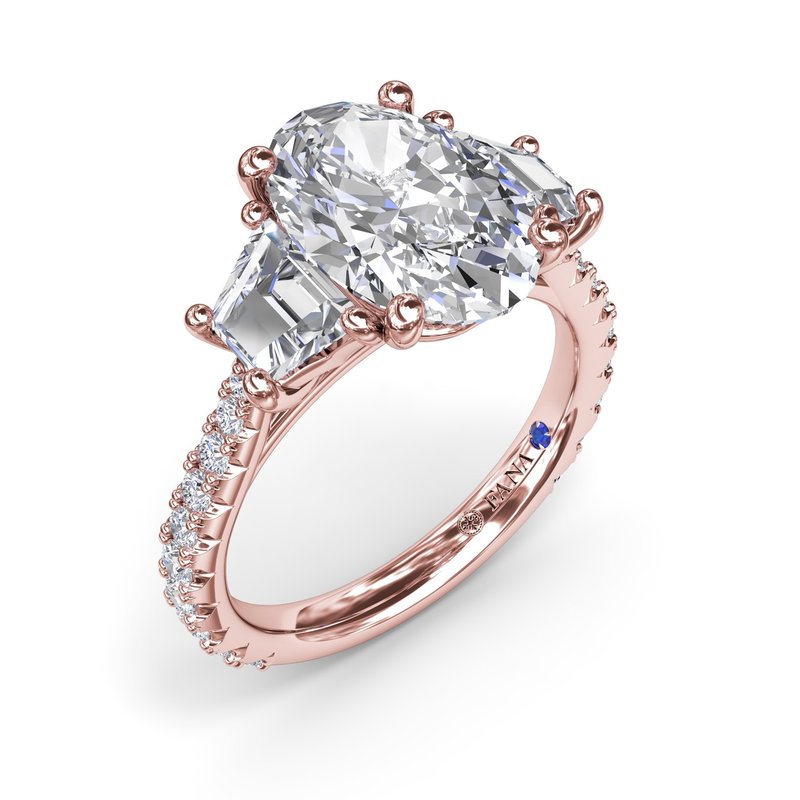 Bold Three Stone Oval Diamond Engagement Ring S4278 - Fana