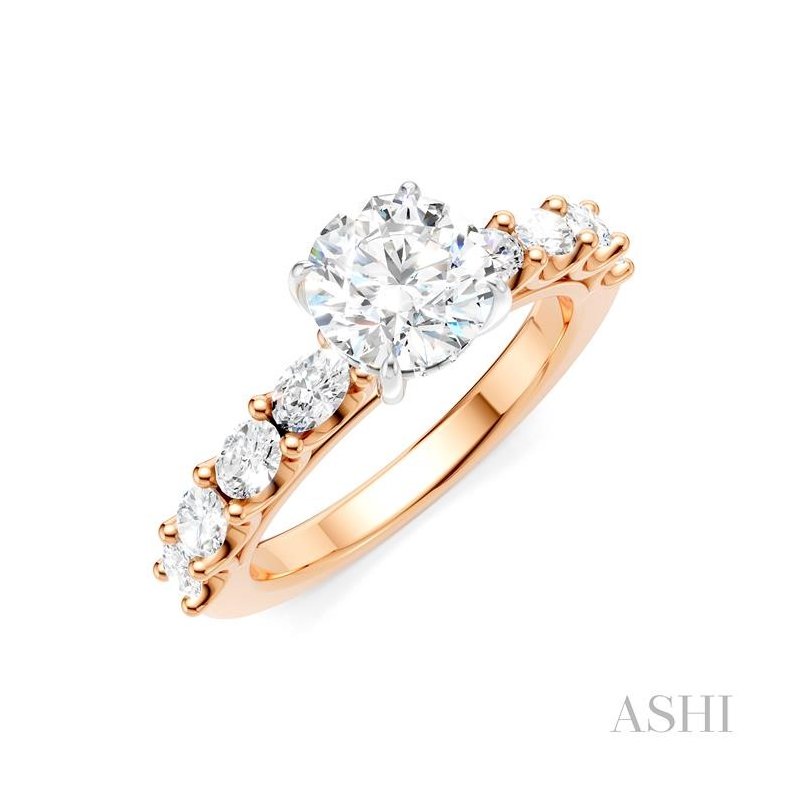 ASHI Round Shape Semi-Mount Diamond Engagement Ring 196A2SWFHPW-SM-RD1 ...