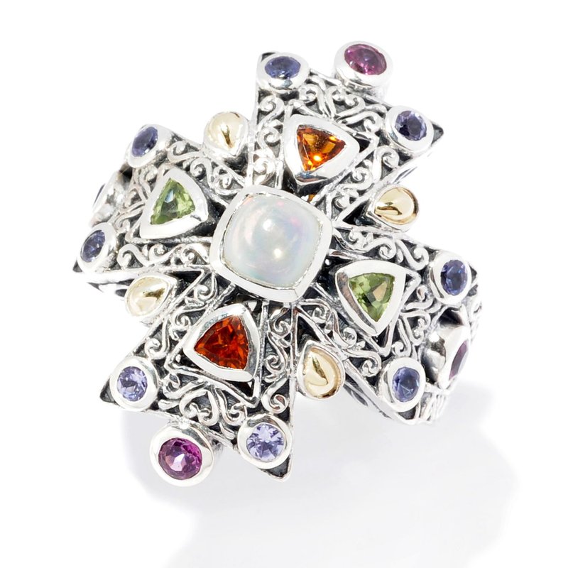 Samuel B STERLING SILVER/18K OPAL & MULTI GEMSTONE CROSTERLING SILVER RING 55307R.M - Osborne's ...