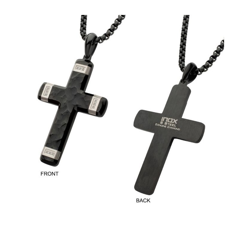 Matte black cross necklace store