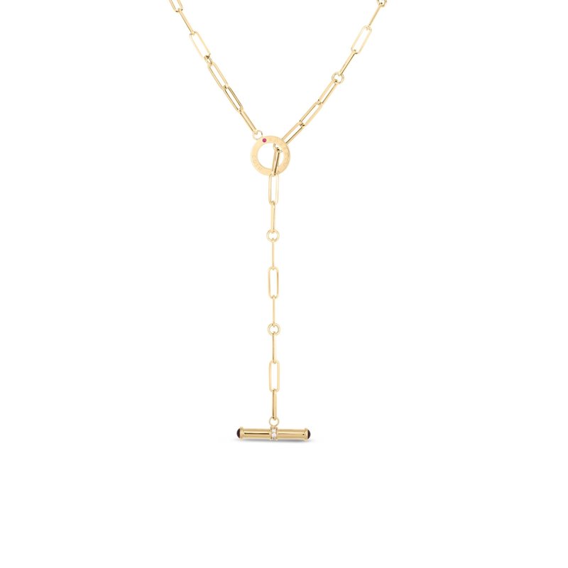 Roberto Coin Designer Gold Diamond And Pink Tourmaline Toggle Closure ...