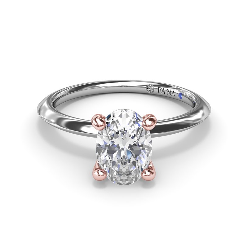 Two-Toned Solitaire Knife-Edge Diamond Engagement Ring S4348 - Fana