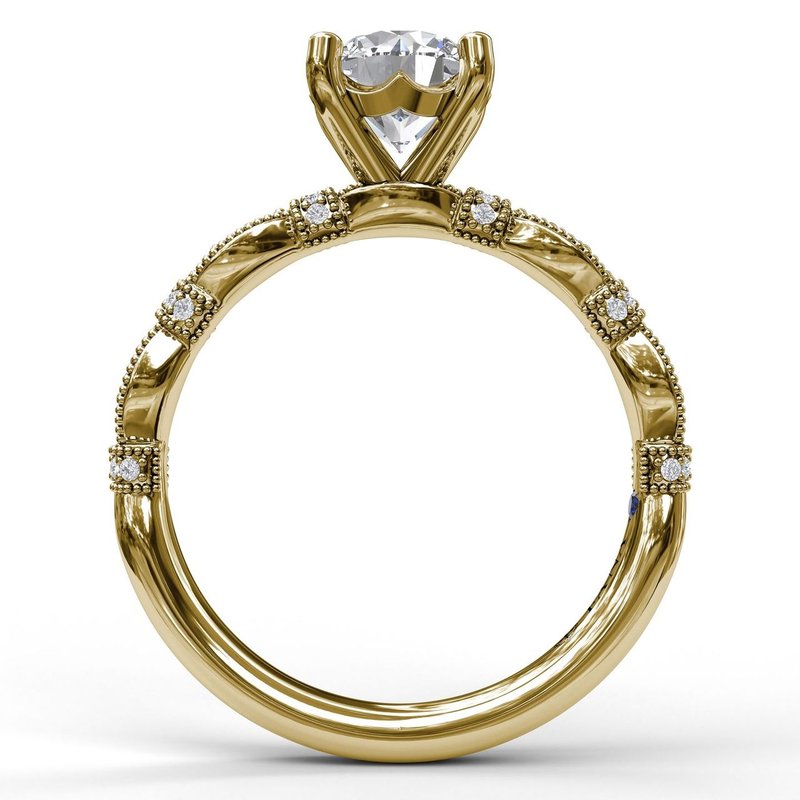 Classic Diamond Engagement Ring with Detailed Milgrain Band S3039 - Fana
