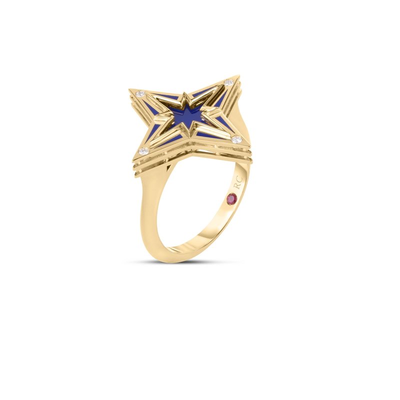 Roberto Coin Stardust Small Diamond And Blue Ceramic Star Ring STARDUST ...
