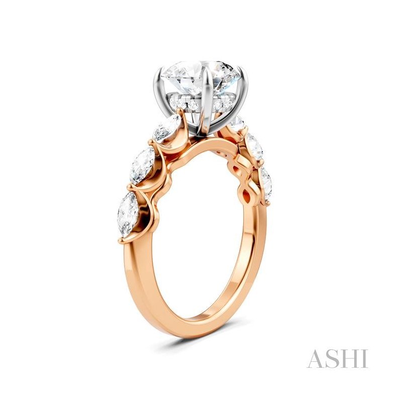 ASHI Round Shape Semi-Mount Diamond Engagement Ring 192A2DDFHPW-SM-RD2 ...
