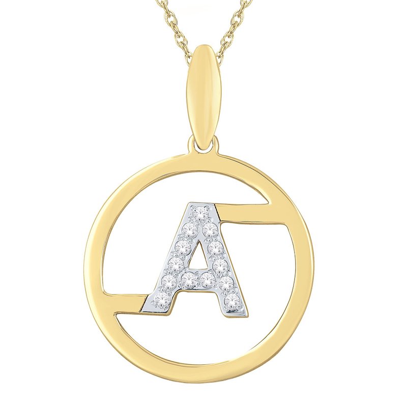 SDC Creations 14K Diamond Circular Initials Pendant (Letter A) PDI001A ...