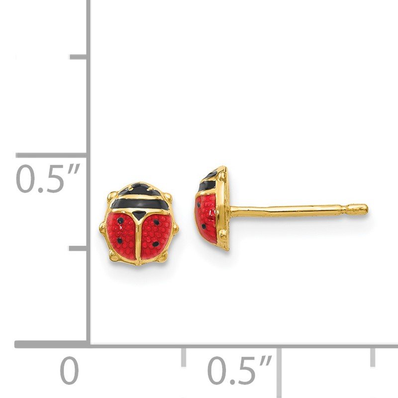 Quality Gold 14k Enameled Ladybug Earrings YE593 Falkenbergs Jewelers