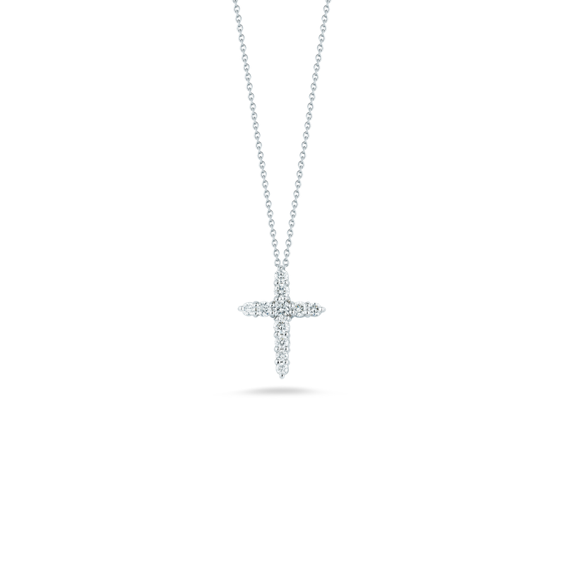 Roberto Coin Tiny Treasures Diamond Tapered Cross Necklace TINY ...