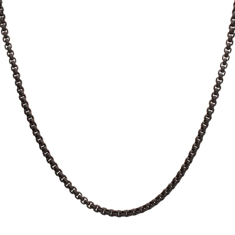 INOX Jewelry 6mm Matte Finish Black IP Stainless Steel Bold Box Chain ...