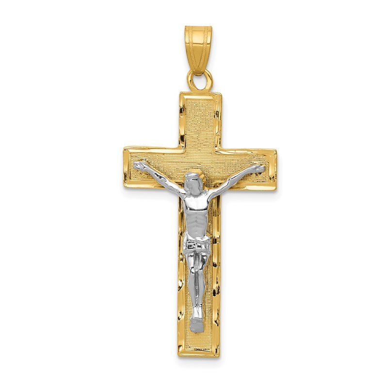 Quality Gold 14K Two tone Diamond cut Crucifix Pendant D3687 Wrights Jewellers