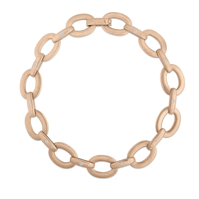 Roberto Coin Duchessa Satin Oval And Diamond Accent Link Necklace ...