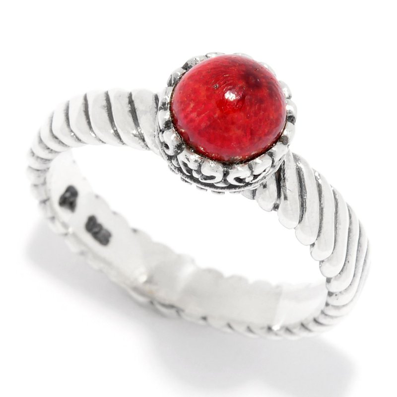 Samuel B STERLING SILVER ROUND CORAL STACK RING 57388R.SLCOR - Osborne ...