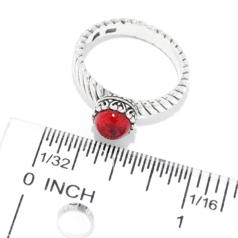 Samuel B STERLING SILVER ROUND CORAL STACK RING 57388R.SLCOR - Osborne ...