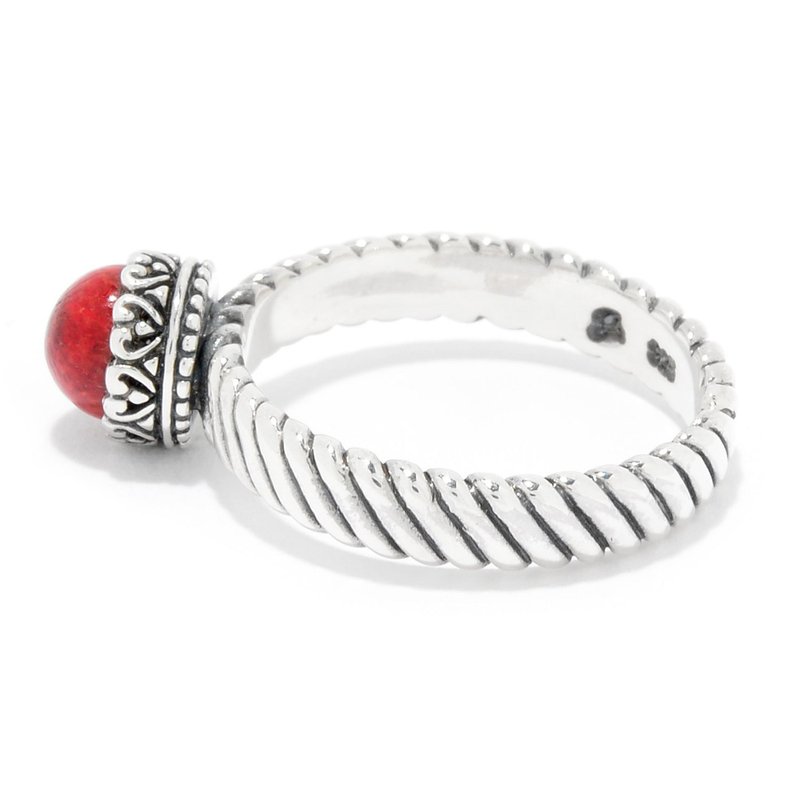 Samuel B STERLING SILVER ROUND CORAL STACK RING 57388R.SLCOR - Osborne ...