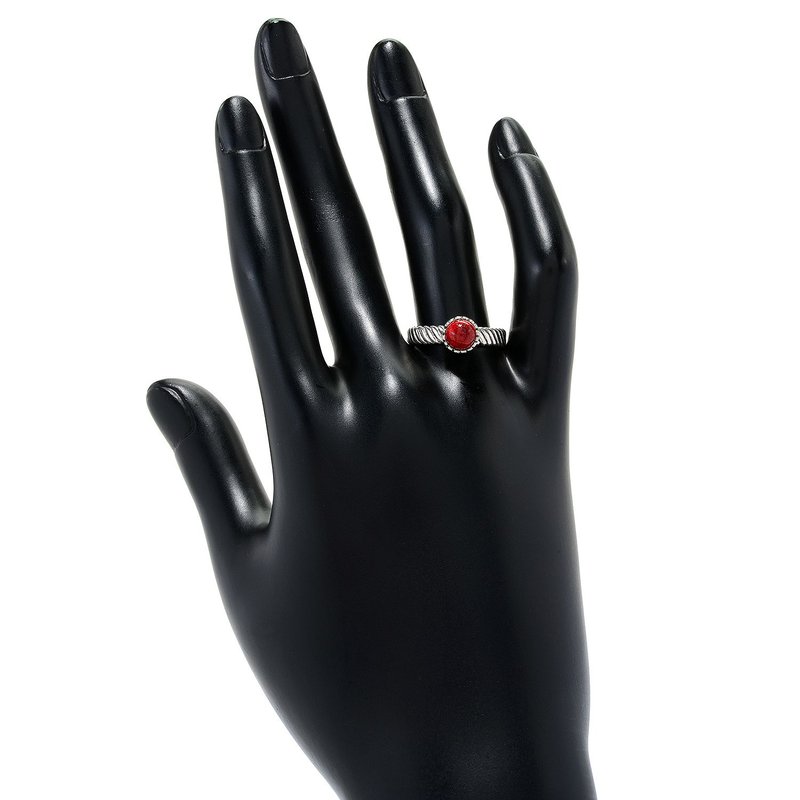 Samuel B STERLING SILVER ROUND CORAL STACK RING 57388R.SLCOR - Osborne ...