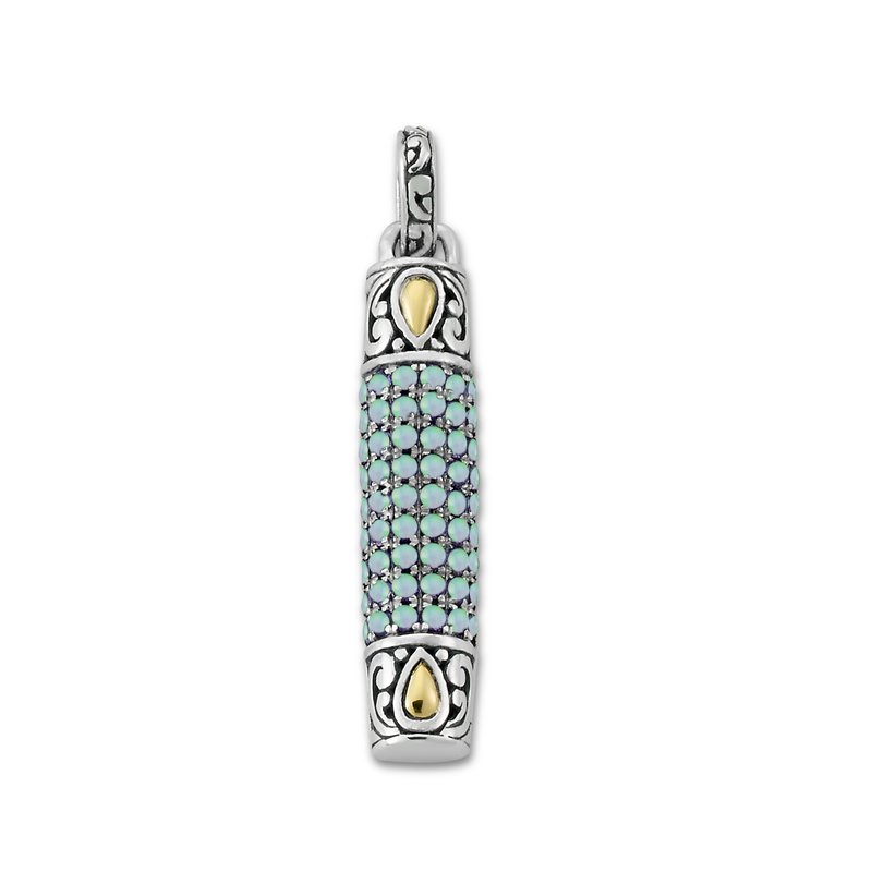 Samuel B STERLING SILVER/18K PAVE BIRTHSTONE PENDANT- OPAL 64099P.OP ...