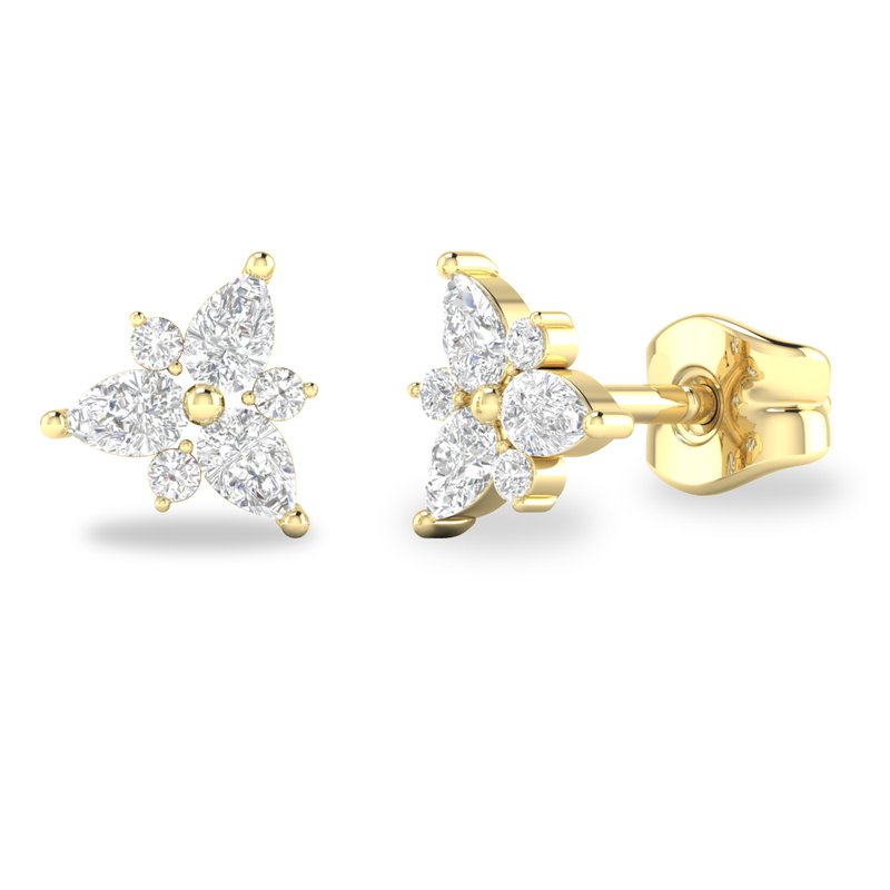 Pear & Round Diamond Fancy Stud Earrings RE23021 - Costar