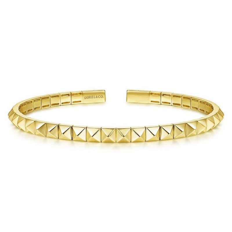 Gabriel Fashion 14K Yellow Gold Pyramid Cuff Bracelet BG4224-65Y4JJJ ...