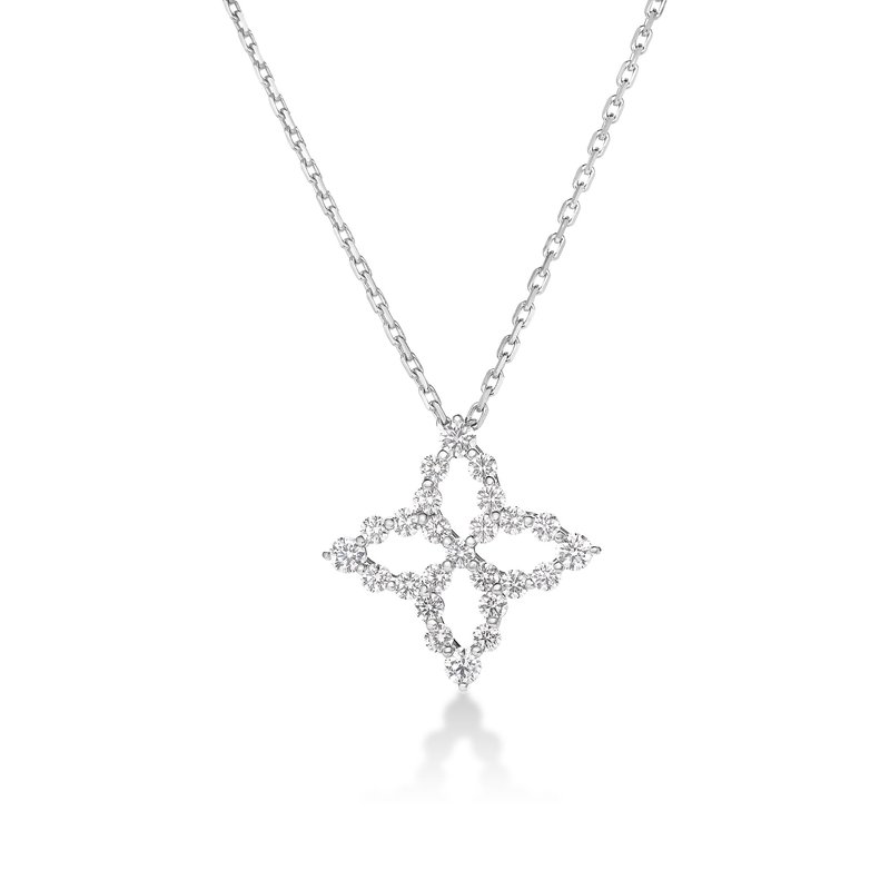 Roberto Coin Diamond Princess Outline Large Tapered Flower Necklace ...